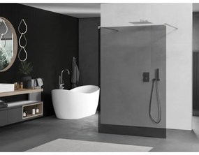 Mexen Kioto, sprchová zástěna Walk-In 120 x 200 cm, 8mm šedé sklo, broušená ocel profil, 800-120-002-97-40