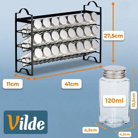 Sada 24ks kořenek v praktickém kovovém černém stojanu - VILDE