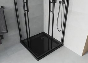 Mexen Rio Čtvercová sprchová kabina 70 x 70 cm, transparentní, černá + vanička Flat, černá - 860-070-070-70-00-4070B