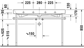 Duravit Happy D.2 - Umyvadlo do nábytku, 1 otvor pro armaturu propíchnutý, 1200 x 505 mm, bílé 2318120000