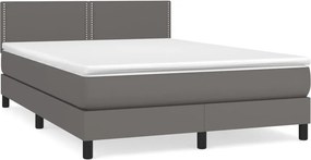 Box spring postel s matrací šedá 140x200 cm umělá kůže 3141069