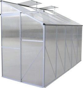 Zahradní skleník ke stěně, polykarbonát, 122x313x199 cm, MABON TYP 3