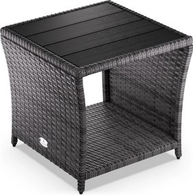Casaria Polyratanový Odkládací stolek Vedis šedý 45 × 45 × 40 cm