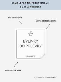 Samolepka na kořenky BYLINKY DO POLÉVKY bílá 5 × 5 cm základní písmo