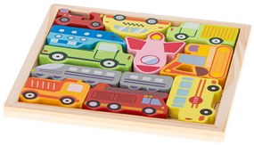 IK Dětská dřevěná vkládačka / puzzle - autíčka