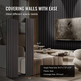 Dřevěné lamelové akustické panely 20,1 × 240 cm pro moderní nástěnný dekor Černý dub