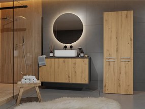 Koupelnový sloupek s košem na prádlo NEL 1K DD antracit/dub artisan
