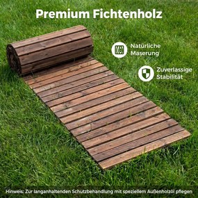 Costway Zahradní cesta dřevěná venkovní válečková dráha s protiskluzovým – hnědý