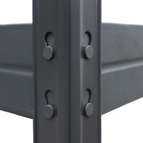Bezšroubový kovový regál RIVET, 180x150x60 cm, 5x síťovou drátěnou police, antracitová barva
