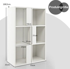 Costway Sada 2 dřevěných knihoven s ochranou proti převrácení, 3 úrovně, stojící