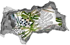 Wallmuralia Nálepka 3D díra na zeď Tropické listí 95x73 cm