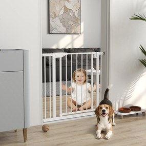 PawHut Schodišťová branka Bezpečnostní branka bez vrtání s automatickým zavíráním pro děti Kuchyňské schody 76-89 x 76 cm Bílá