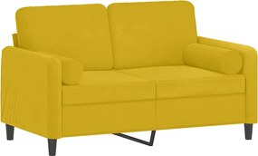 2místná pohovka s polštáři žlutá 120 cm samet 3200877