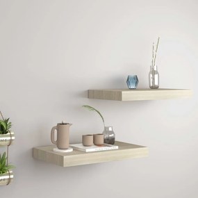 Plovoucí nástěnné police 2 ks dub 40 x 23,5 x 3,8 cm MDF 323869