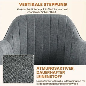 Kancelářská židle Yaheetech – tmavě šedá, 60 cm (šířka) × 61 cm (hloubka) × 83 cm – 92,5 cm (výška) (267660313202)