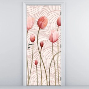 Fototapeta na dveře - Růžové tulipány (95x205cm)