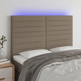 Čelo postele s LED taupe 144x5x118/128 cm textil 3122566
