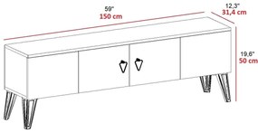 LARISA TV stolek na nožičkách, bílá / zlatá