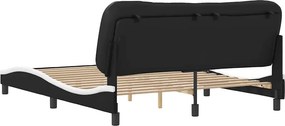 Rám postele bez matrace Hvar černý a bílý 160 x 200 cm umělá kůže 3208014