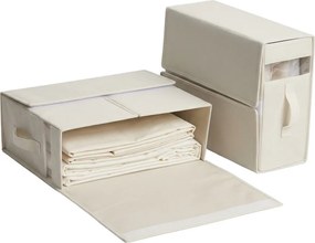 5Five® Lněný úložný skládací box na ložní prádlo, skládací 40,5 x 15,5 x 31,5 cm - 2ks