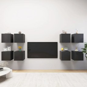 vidaXL Nástěnné TV skříňky 8 ks šedé 30,5 x 30 x 30 cm