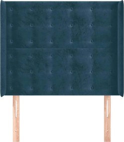 Čelo postele typu ušák tmavě modrá 83x16x118/128 cm samet 3120048