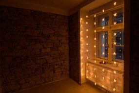 LED vánoční svíticí hvězdy do okna, 100 × 200 cm, teple bílá, 50 diod, čirý kabel, IP20 do interiéru, prodlužovací