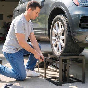 HOMCOM sada 2 hydraulických ramp, nosnost 3 tuny, nastavitelná výška 23–32,5 cm, pro pneumatiky do 23 cm, zvedací rampy pro výměnu oleje do garáže a …