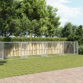 Klec pro psy s dvířky šedá 10 x 2 x 1,5 m pozinkovaná ocel 3209576