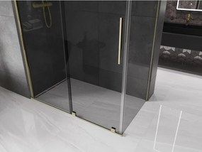 Mexen Velar, sprchový kout s posuvnými dveřmi 140 x 70 cm, 8mm šedé sklo, zlatá lesklá, 871-140-070-41-50
