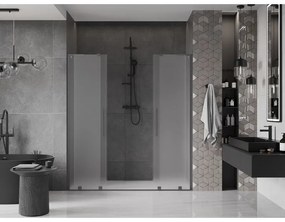 Mexen Velar L Duo, posuvné sprchové dveře do otvoru 170 cm, 8mm sklo námraza, broušený grafit, 871-170-003-32-95