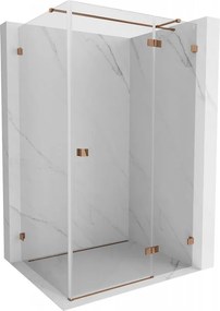 Mexen Lunar T, výklopný sprchový kout pravý 120 x 80 cm, 8mm čiré sklo, profil růžové zlato, 834T-120-080-60-00-P