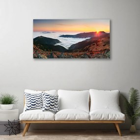 Obraz na plátně Hory Mraky Slunce Krajina 140x70 cm