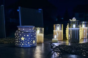 LED svíčka ve skle na baterie, Ø 7,5 × 10 cm, šedá, 2× AA