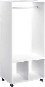 HOMCOM Skříň na kolečkách s otevřenými policemi organizátor pro oblečení 60x40x128 cm Bílá | Aosom