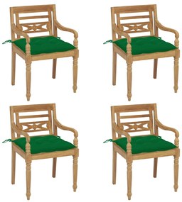 Židle Batavia 4 ks s poduškami masivní teakové dřevo,  3073315
