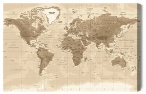 Obraz Mapa Fyzického Světa Nedostatek Nedostatek Přírodní plátno 100x70