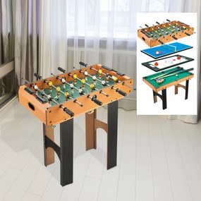 HOMCOM multiherní stůl 4 v 1 Multigame stolní fotbal stolní hokej stolní tenis kulečník multifunkční herní stůl 87x43x73cm pro zábavu