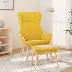 Relaxační křeslo s podnožkou hořčicově žluté textil 3097889