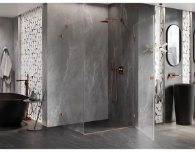 Mexen Lunar-B, pravostranný výklopný sprchový kout 100 x 70 cm, 8mm čiré sklo, profil měděná matná, 832-100-070-65-00-P