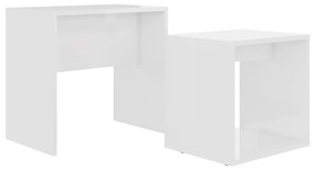 Set konferenčních stolků bílý vysoký lesk 48x30x45 dřevotříska - Default Title