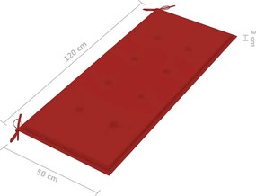 vidaXL Zahradní lavice s poduškou 120 cm bambus [3063882] Barva: Červená