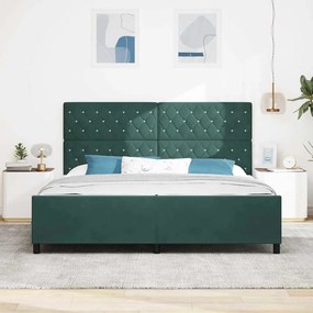 Postel s boxspringem s čelo Tmavě zelená 200 x 200 cm samet 3344900