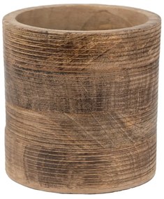 Dřevěný obal na květináč s rýhami Royale – 15x15 cm