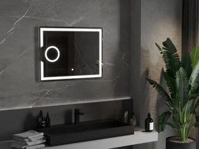 Mexen Onyx podsvícené koupelnové zrcadlo s kosmetickým zrcátkem 80 x 60 cm, LED 6000K, proti mlžení - 9813-080-060-611-00