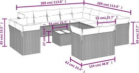 14dílná zahradní sedací souprava s poduškami černá polyratan 3250395