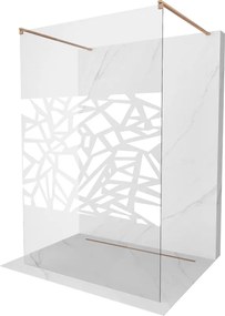 Mexen Kioto, sprchová zástěna Walk-In 110 x 200 cm, 8mm čiré sklo bílý vzor, ​​měděný matný profil, 800-110-002-65-85