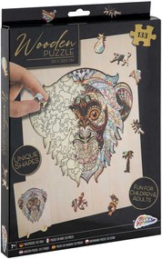 _Ostatní 1_ DŘEVO Puzzle obrysové na desce Opice 133 dílků set skládačka se stojánkem 400073rms
