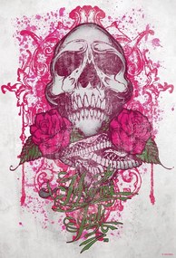 1Wall fototapeta Miami Ink Růžová lebka 158x232 cm