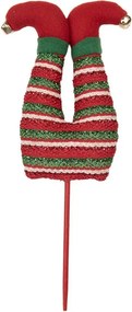 Červený vánoční zápich nohy skřítek Elf - 13*5*33 cm